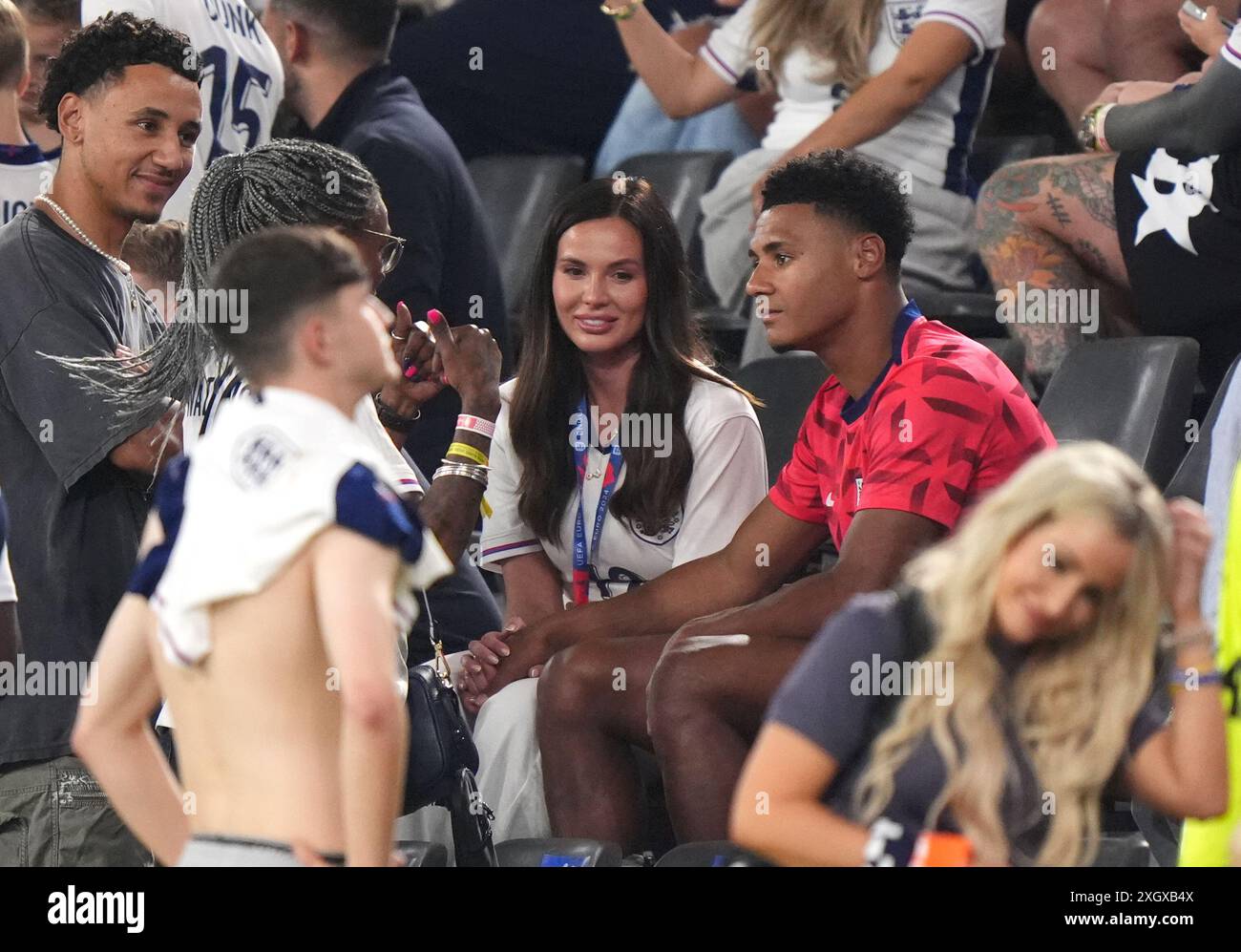 Ellie Alderson and England's Ollie Watkins celebrate in the stands ...