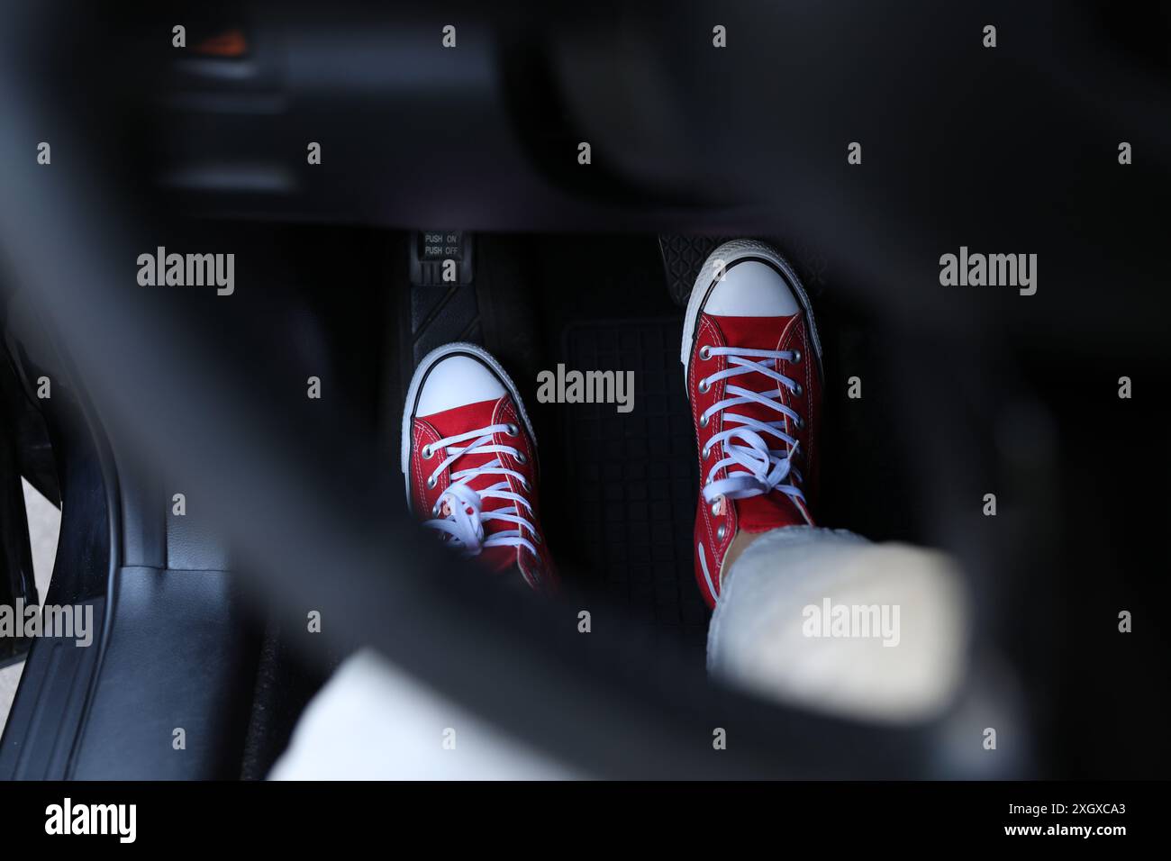 Woman stopping car driver hi-res stock photography and images - Alamy