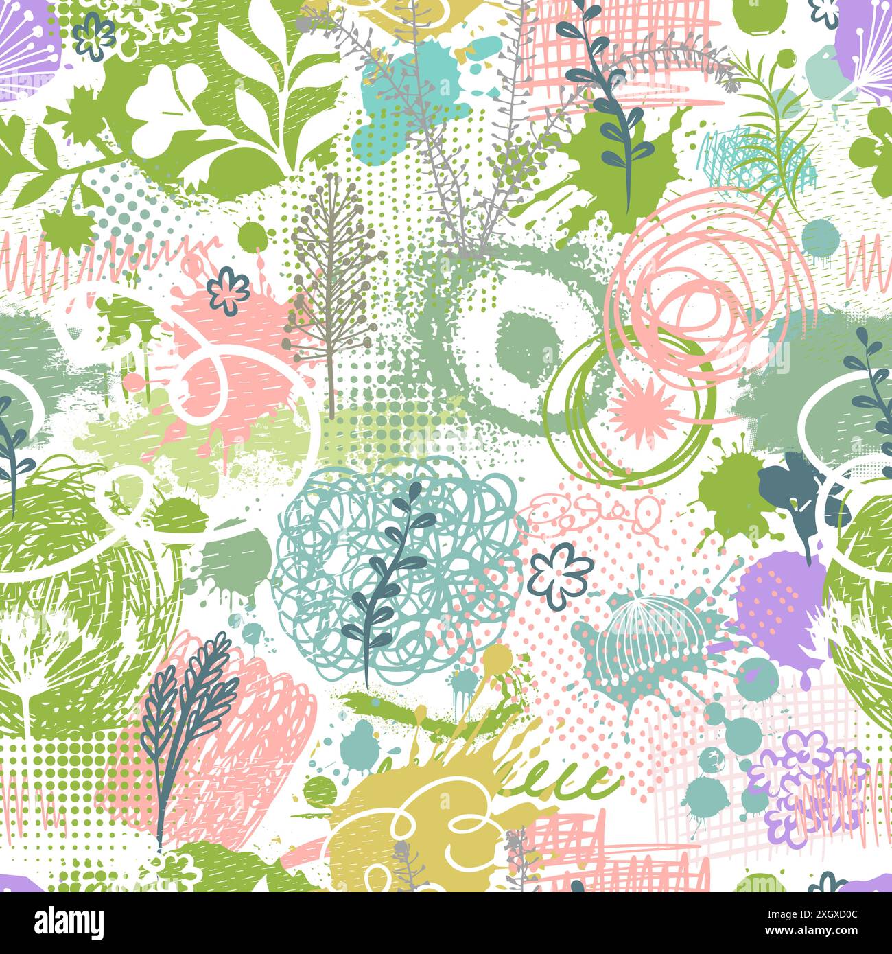 Delicate pastel abstract floral background seamless. hand drawing. Not ...