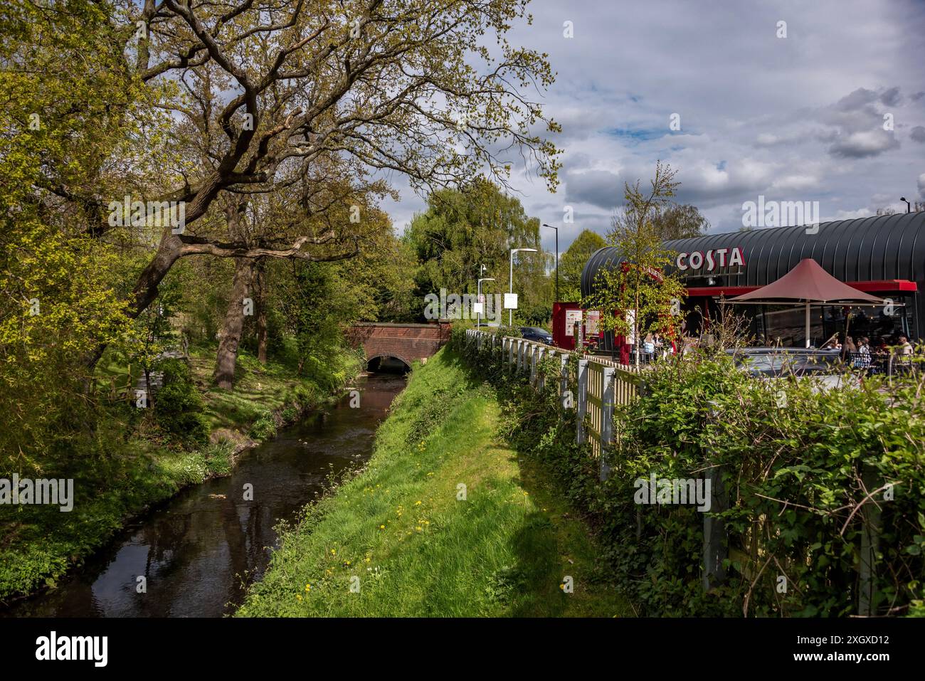 Bourn Brook flows through Pebble Mill, Birmingham, West Midlands, UK ...