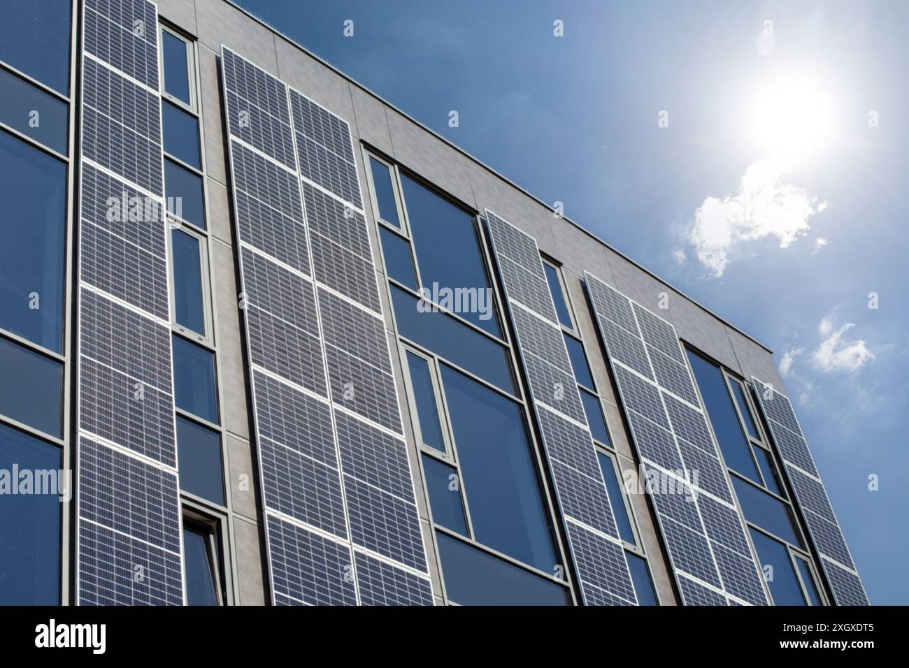 Solar Panels on Modern Building Stock Photo - Alamy