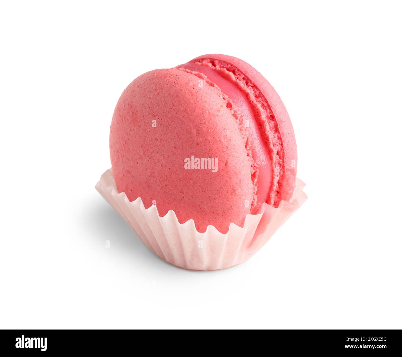 Sweet pink macaroon on white background Stock Photo - Alamy