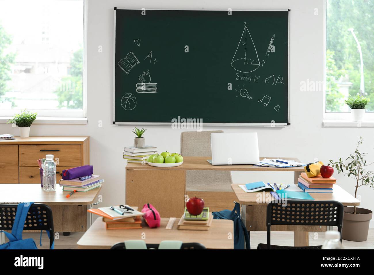Computer on teacher`s table hi-res stock photography and images - Alamy