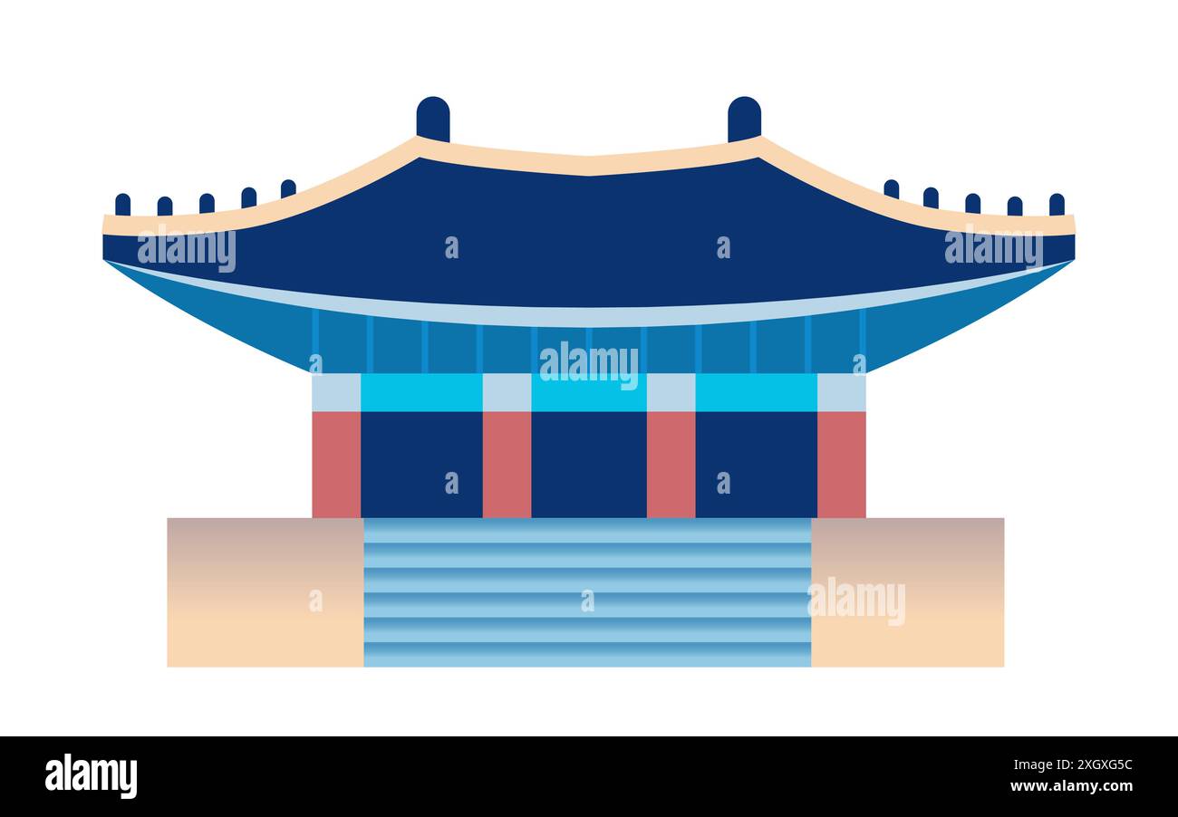 Traditional Asian building travel destination concept flat colorful ...