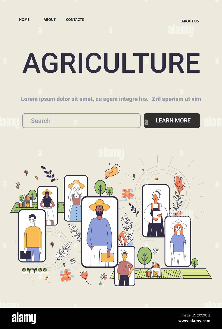 Agriculture industry professionals farming concept diverse characters ...