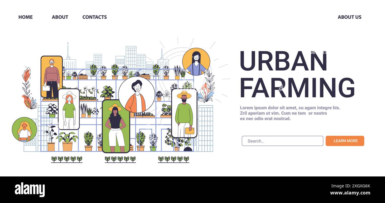 Urban farming concept illustration showcasing diverse people plants and ...