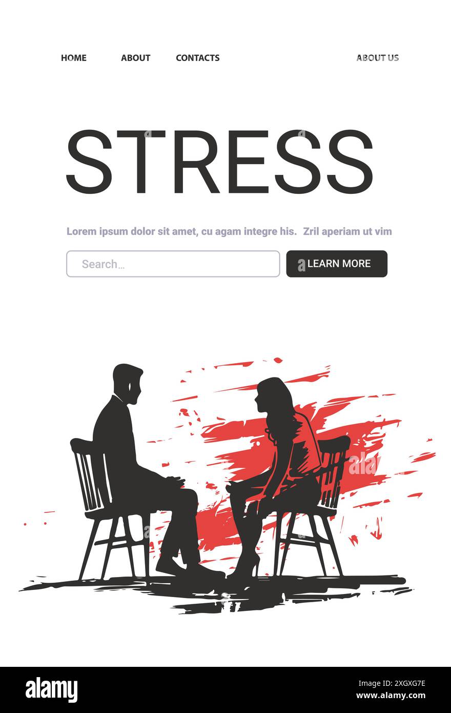 Stress Mental Health Concept two people sitting facing each other on ...