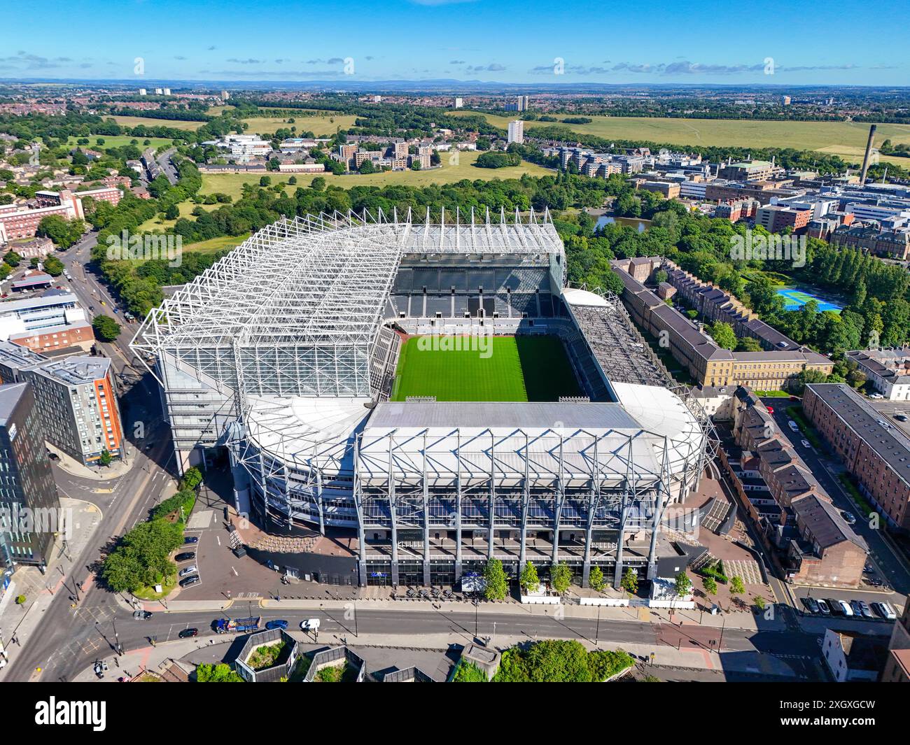 Lovely Summers morning Aerial image of St James's Park Stadium the home ...