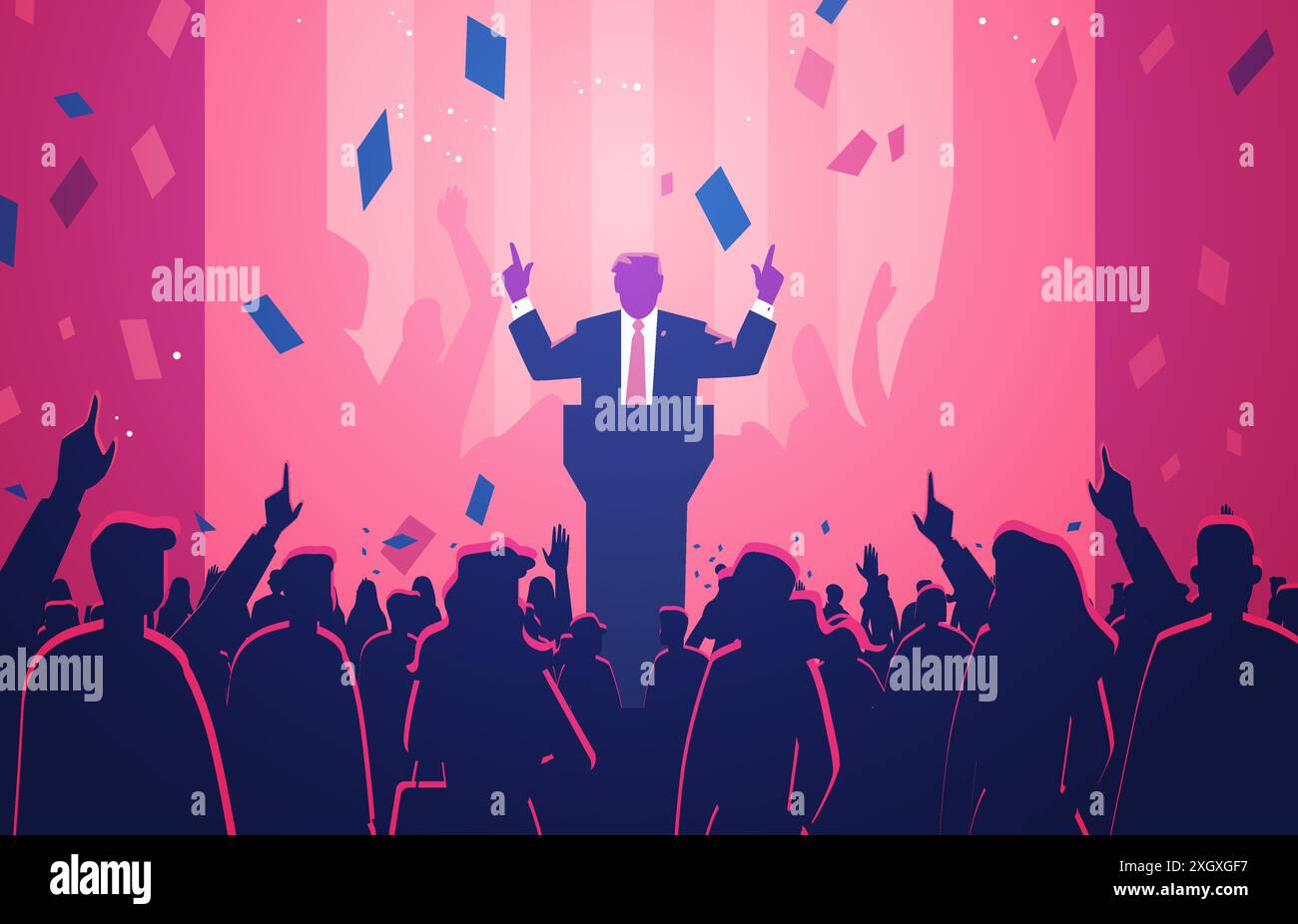 US presidential election candidate giving speech vibrant scene with ...