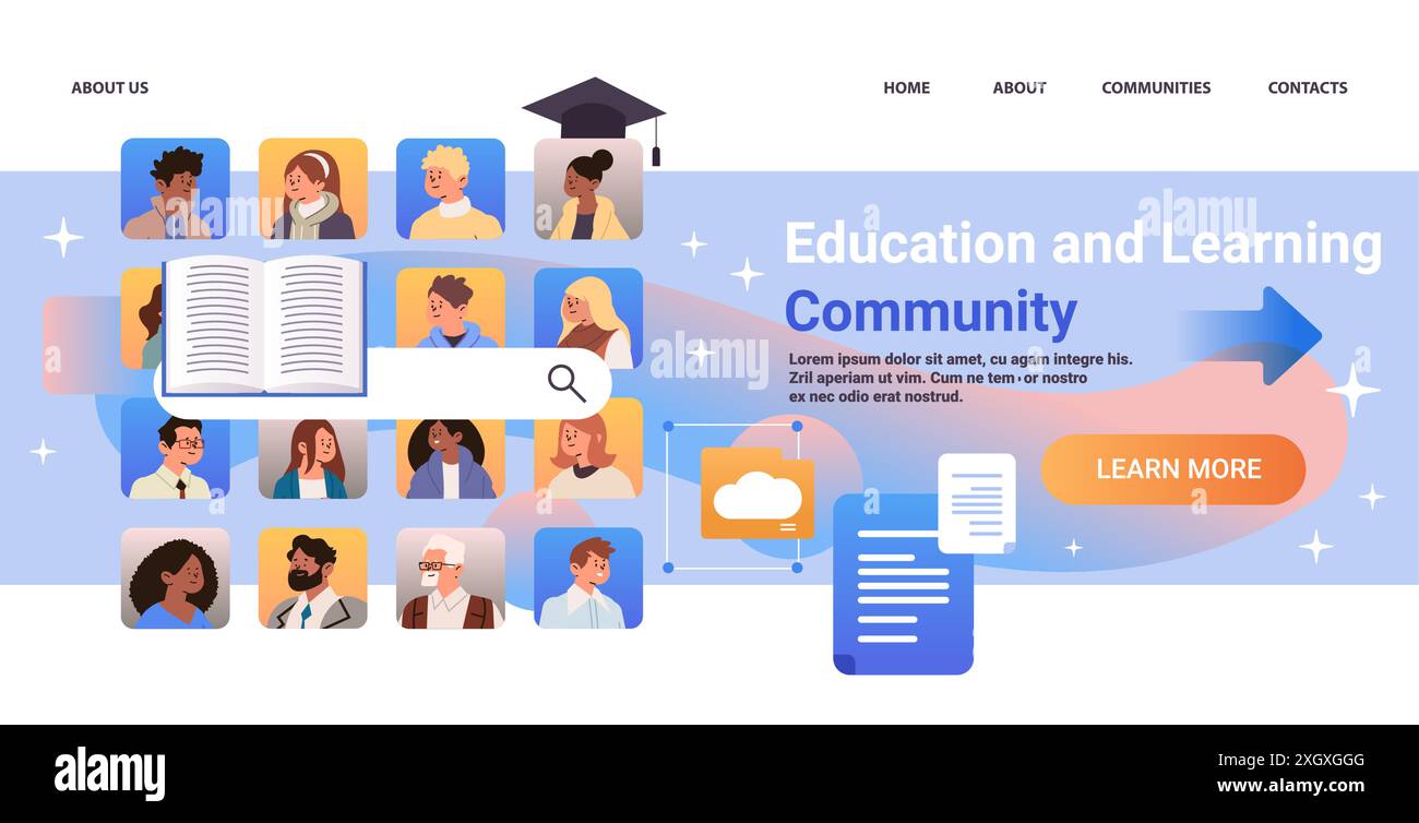 Education and Learning Community concept featuring diverse people icons ...
