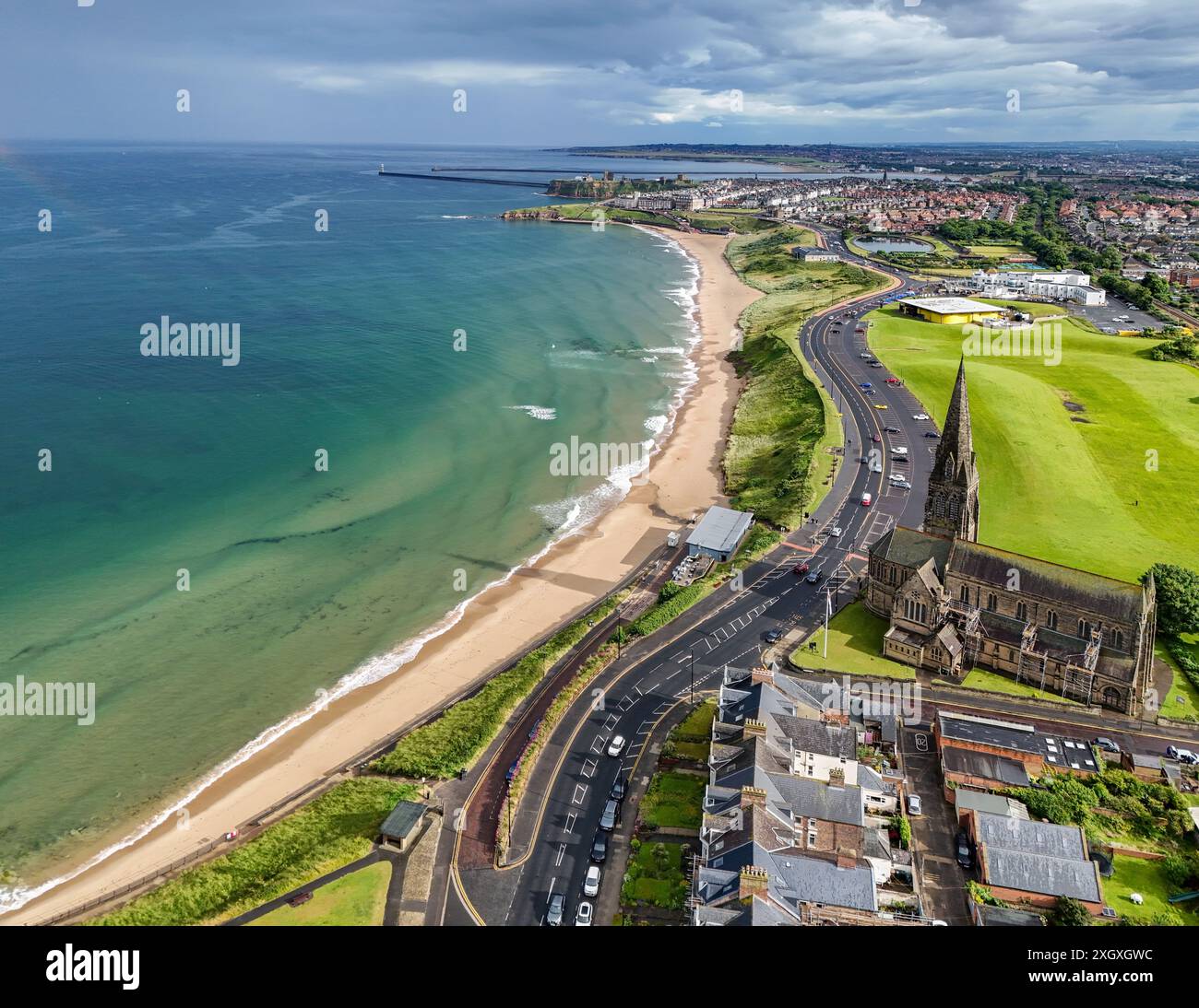 Aerial image of Long Sands Beach along the North East Coast at ...