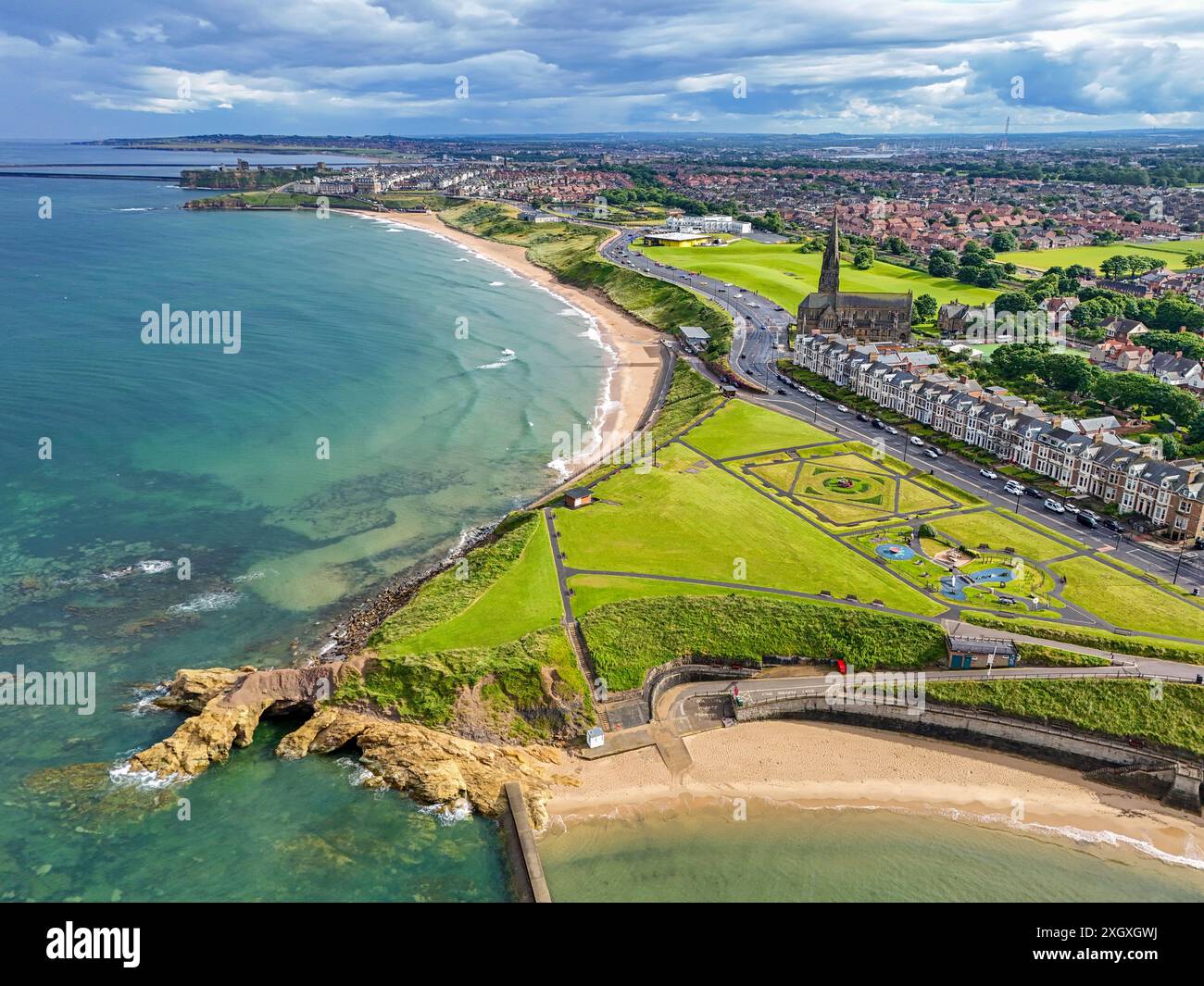 Aerial image of Long Sands Beach along the North East Coast at ...