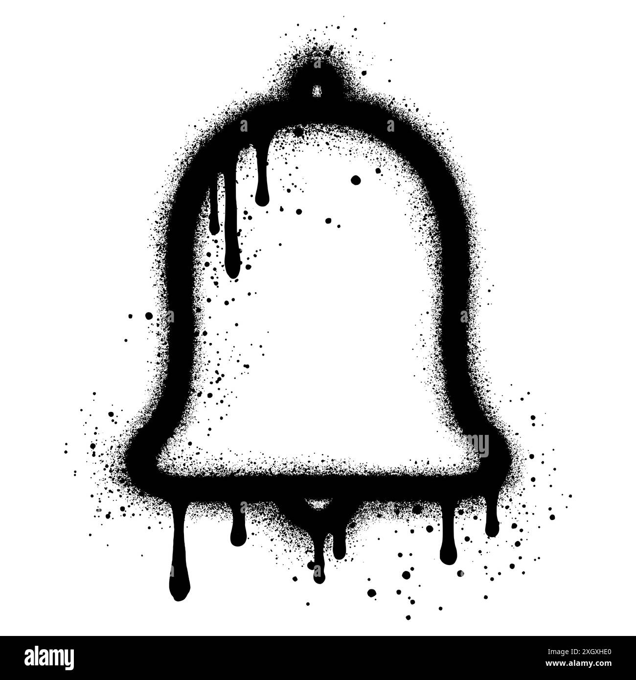 Bell in urban graffiti style with black spray paint. vector ...
