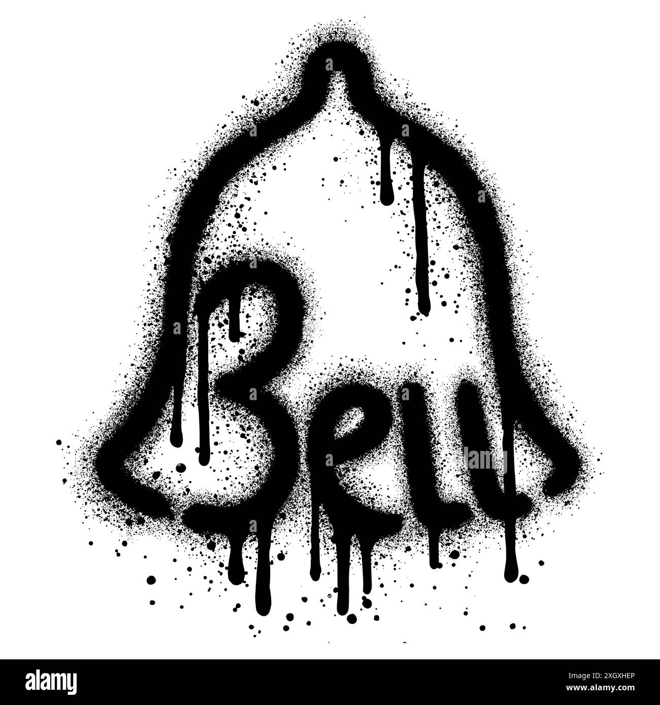 Bell in urban graffiti style with black spray paint. vector ...