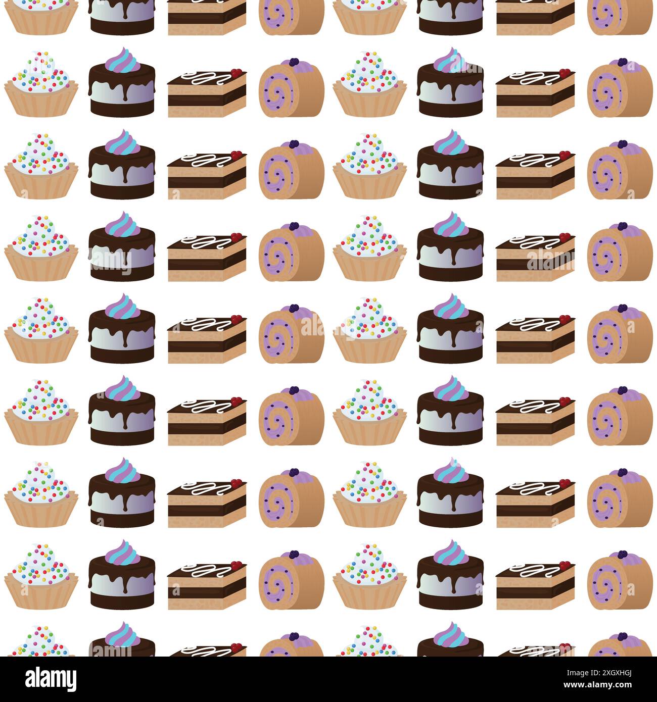 Set of cakes. Seamless pattern. Vector illustration Stock Vector Image ...