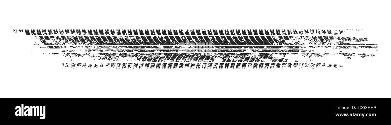 Grunge tire track, wheel braking marks. Truck, car or motorcycle tread ...