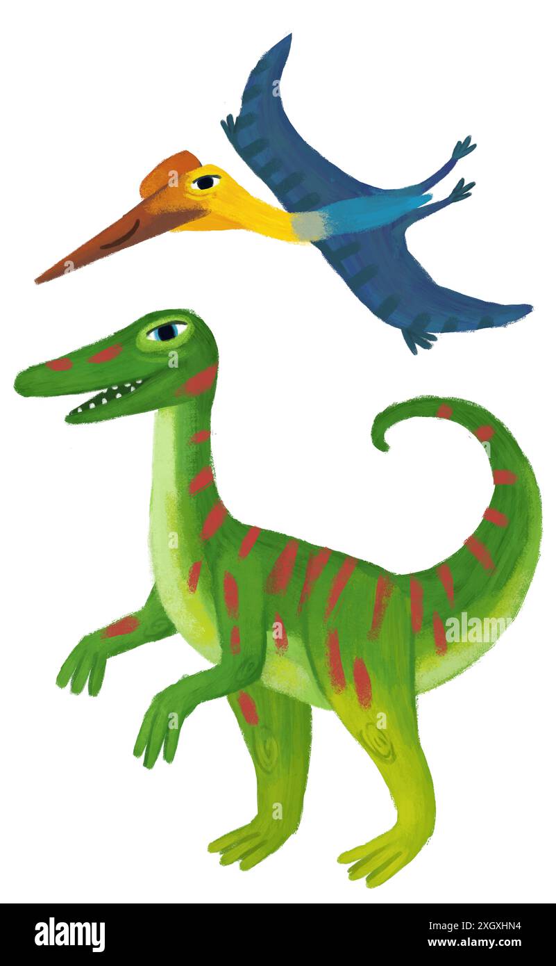 cartoon happy and funny colorful prehistoric dinosaur dino gallimimus ...
