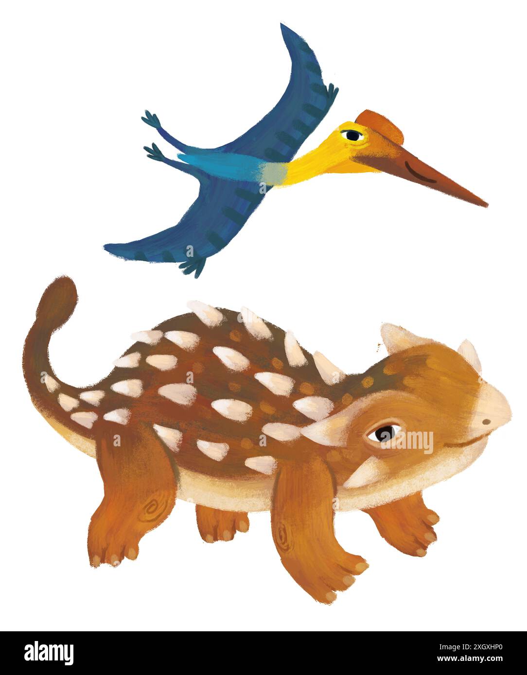 cartoon happy and funny colorful prehistoric dinosaur dino ankylosaurus ...