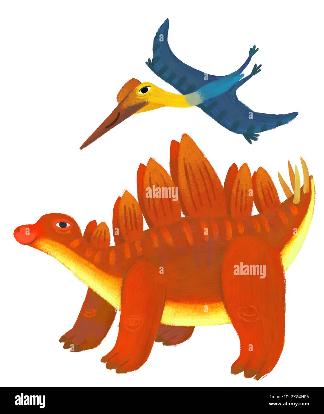 cartoon happy and funny colorful prehistoric dinosaur dino stegosaurus ...