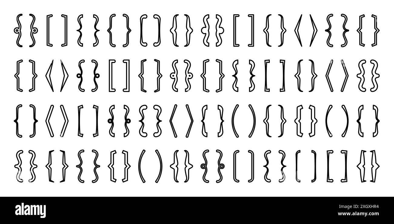 Text brackets collection, black quotation box. Curly, square and corner parentheses. Vintage ...