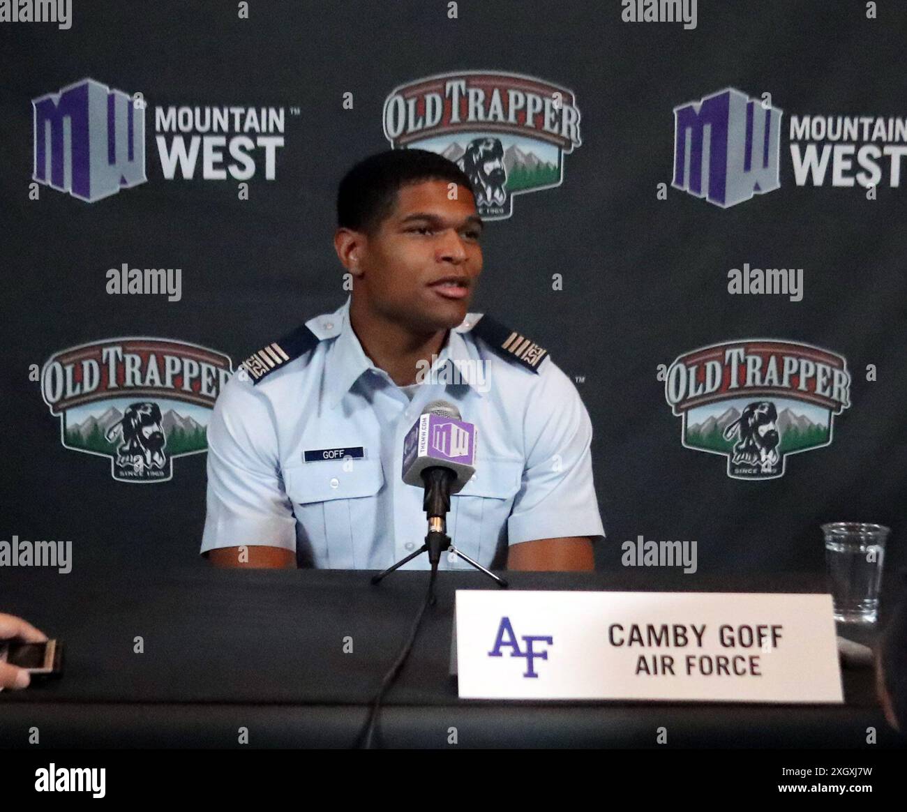 July 10, 2024 - Air Force Falcons safety Camby Goff gives an interview ...