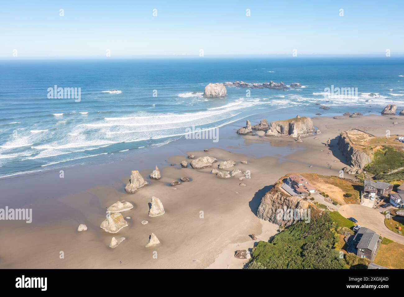 Aerial View of Face Rock View Point and State Park in Bandon Oregon ...