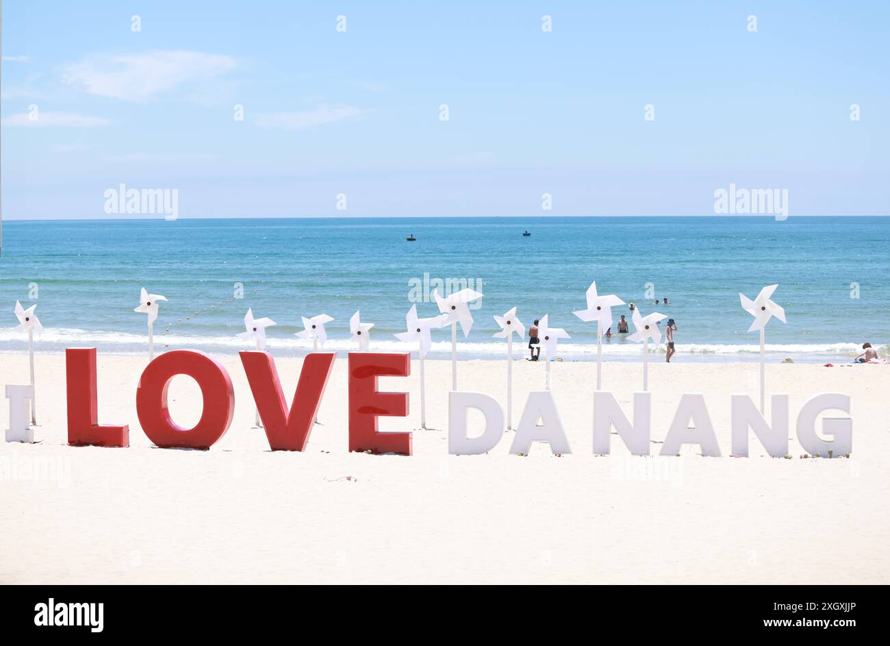 the wording installation" I Love Da Nang" on the beach of My Khe beach ...