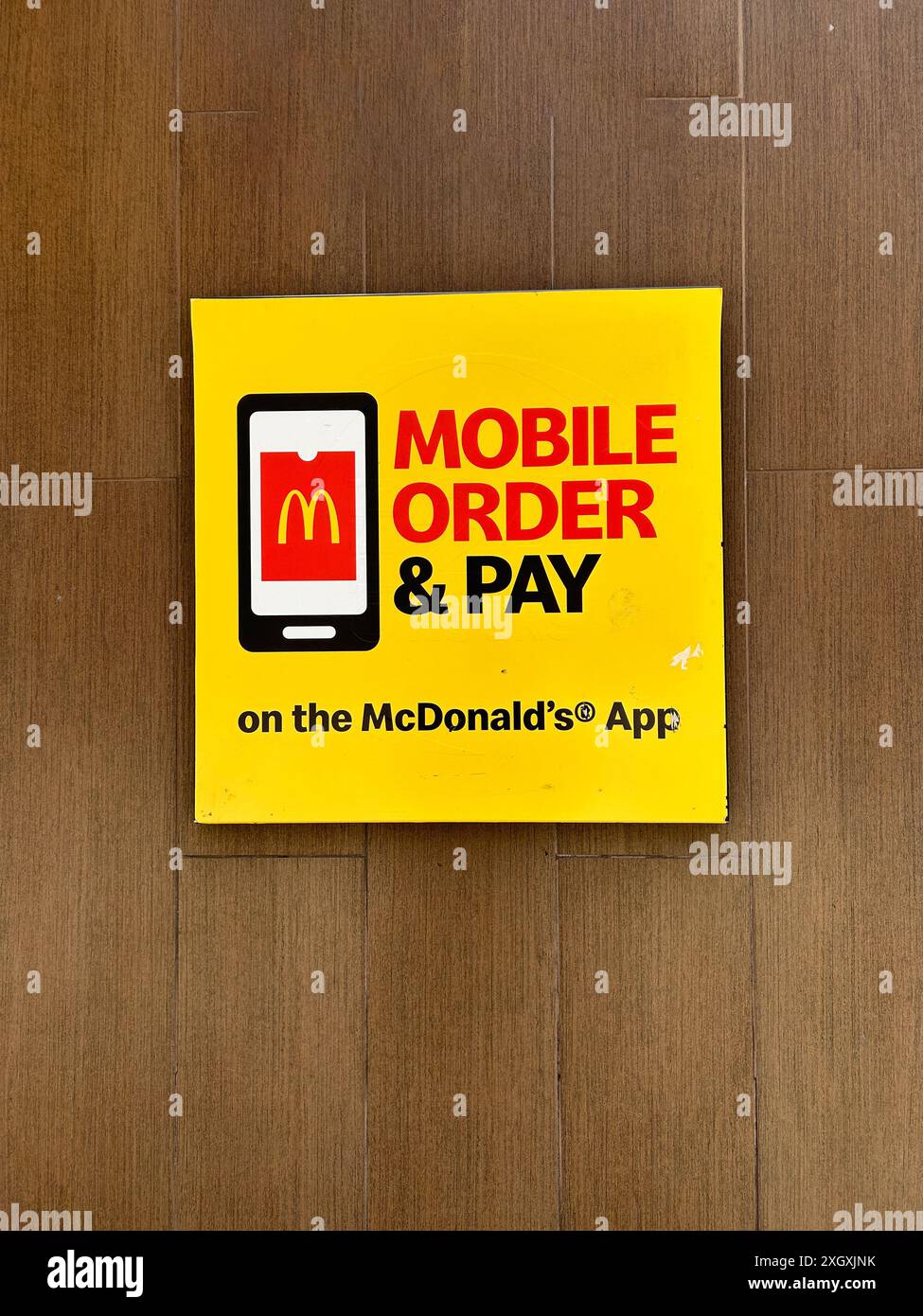 Mobile Order and Pay sign, McDonald's, New York City, New York, USA ...