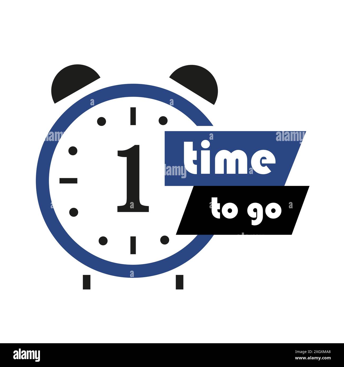 Countdown clock icon. One time to go. Bold blue design. Vector ...
