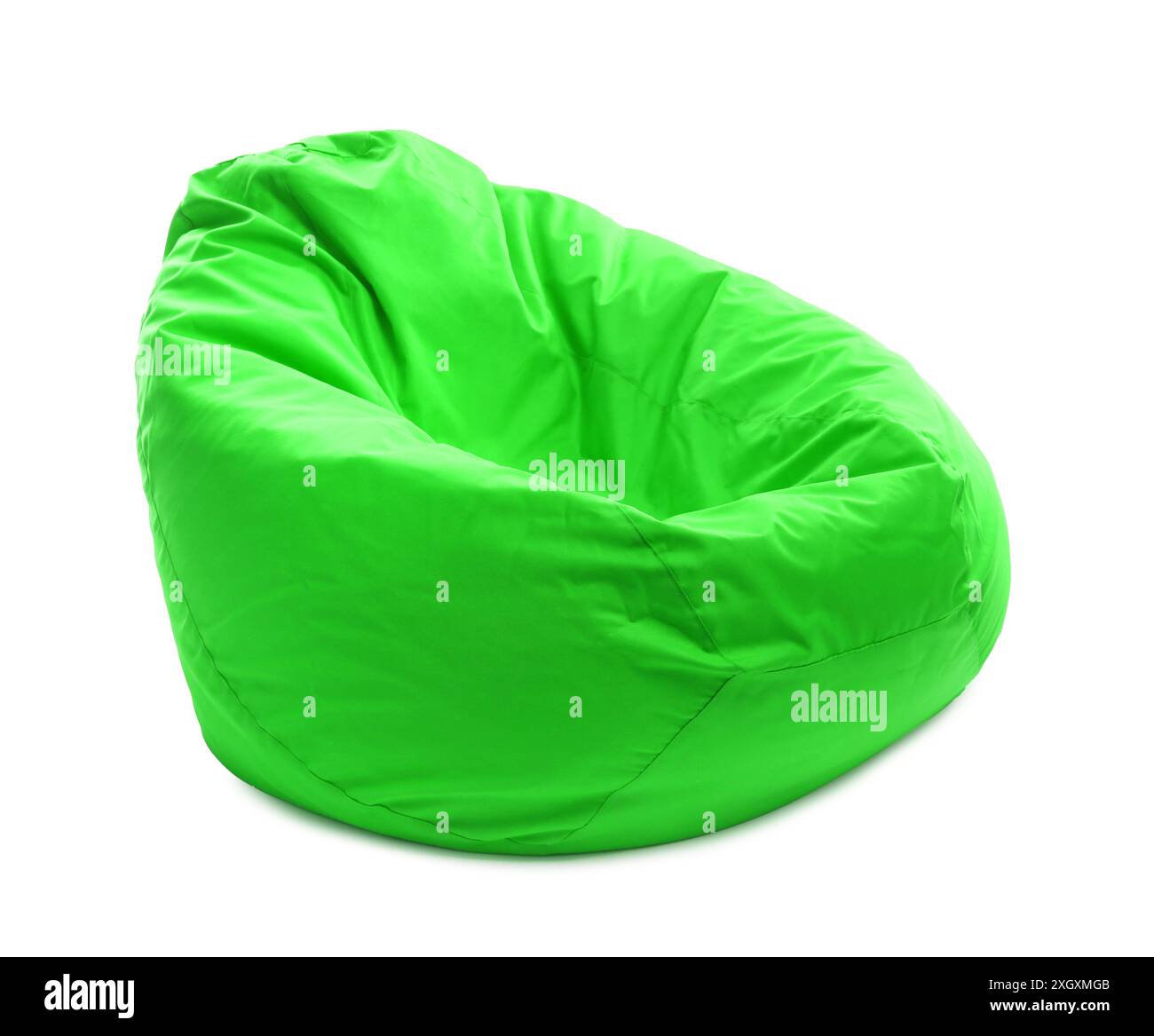 One green bean bag chair isolated on white Stock Photo - Alamy