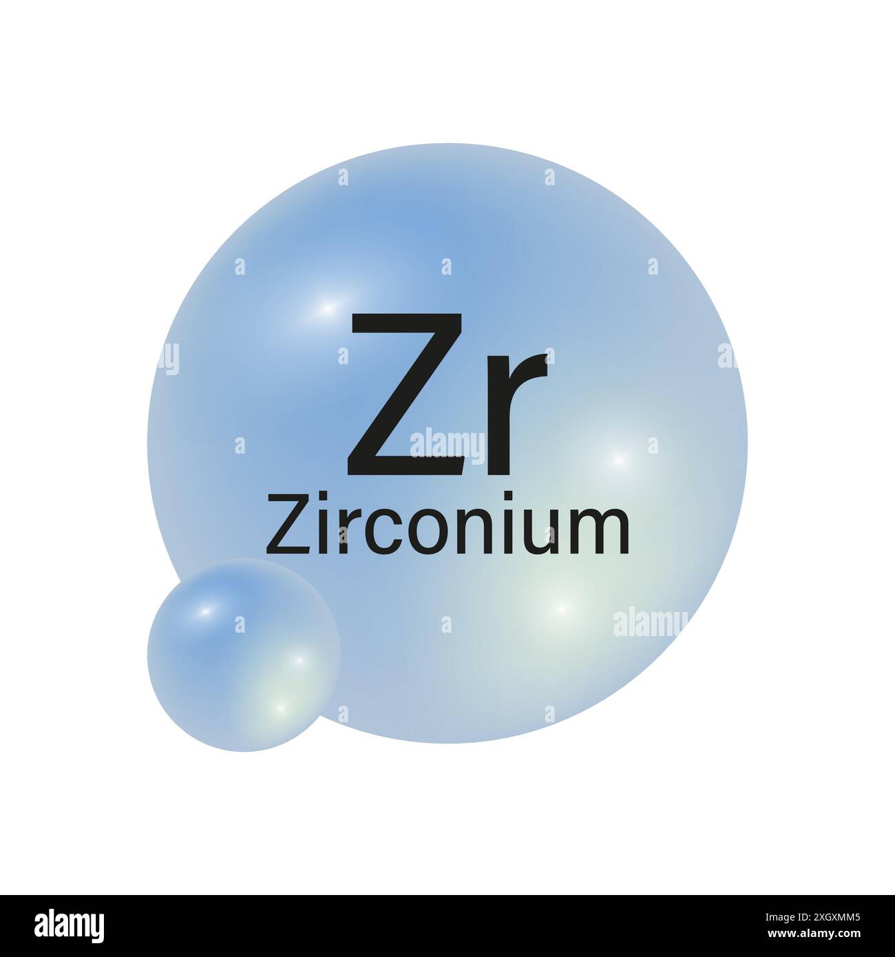 Zirconium element symbol. Blue gradient sphere. Chemical icon vector. Periodic table detail ...