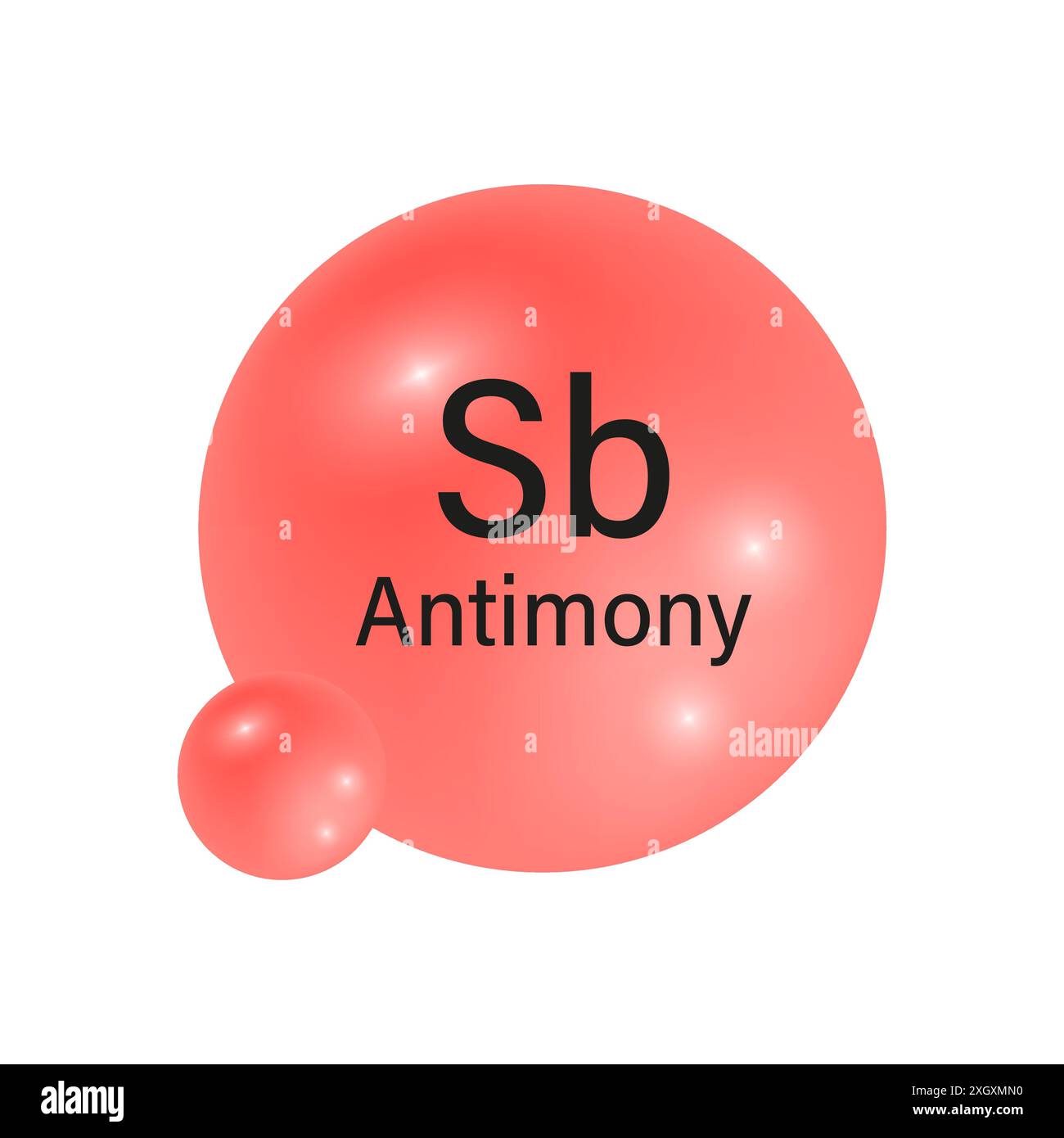 Antimony element icon. Glossy red sphere. Chemical symbol Sb. Vector ...