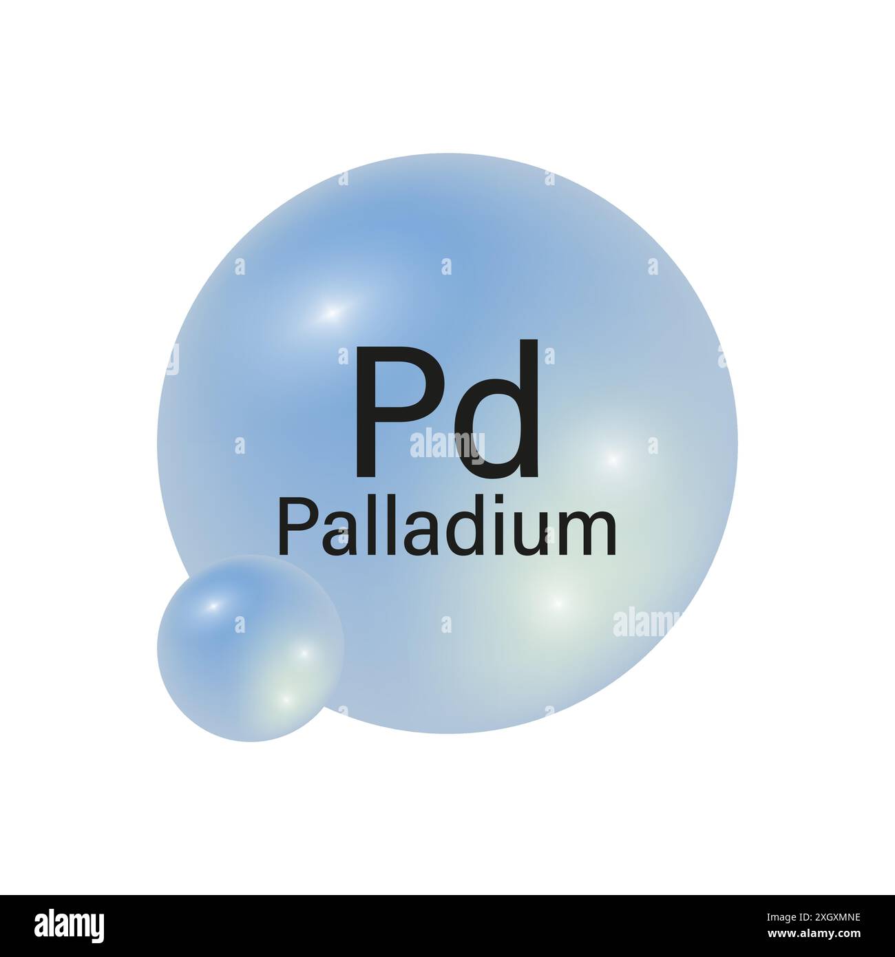 Palladium element icon. Glossy blue sphere. Chemical symbol Pd. Vector ...
