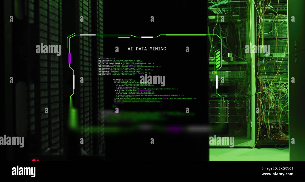 Image of interface ai data mining over computer servers Stock Photo - Alamy