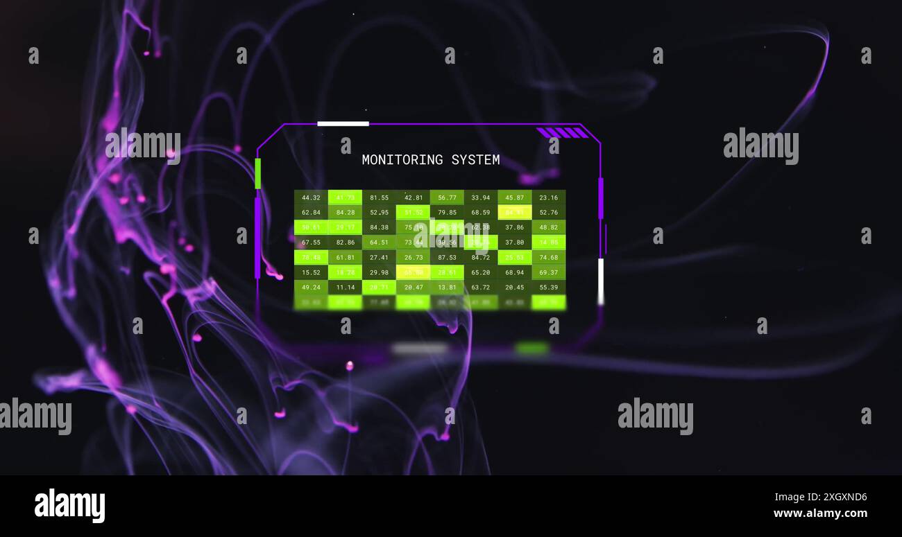 Image of interface monitoring system over purple network floating on ...