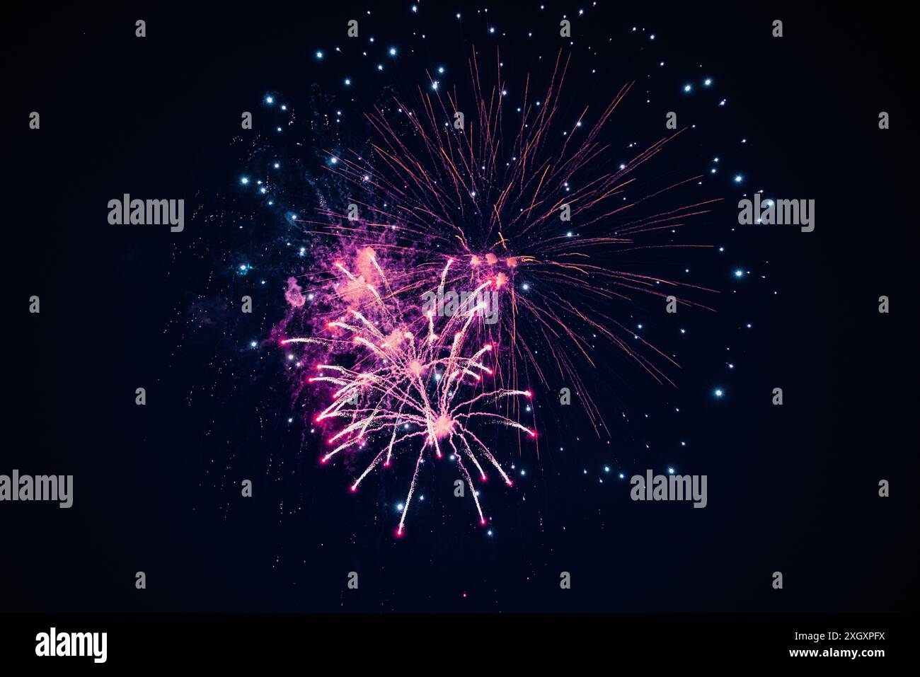 Fireworks burst above W.P.T. Hill Field during the Marine Corps Base ...