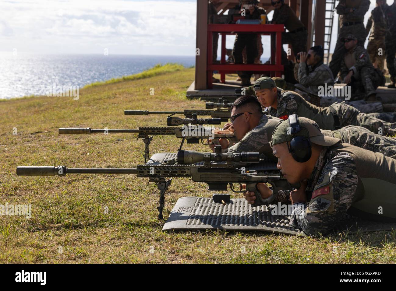 Republic of Korea marines sight in before a sniper range at Marine ...