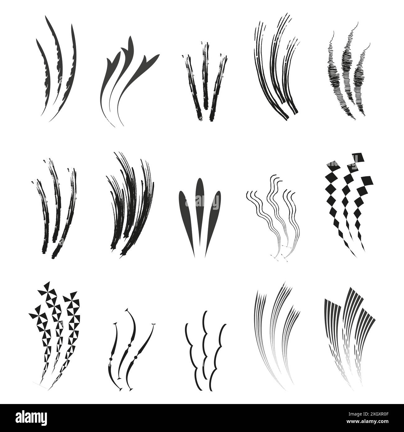 Abstract line illustrations. Dynamic brush strokes. Vector geometric ...