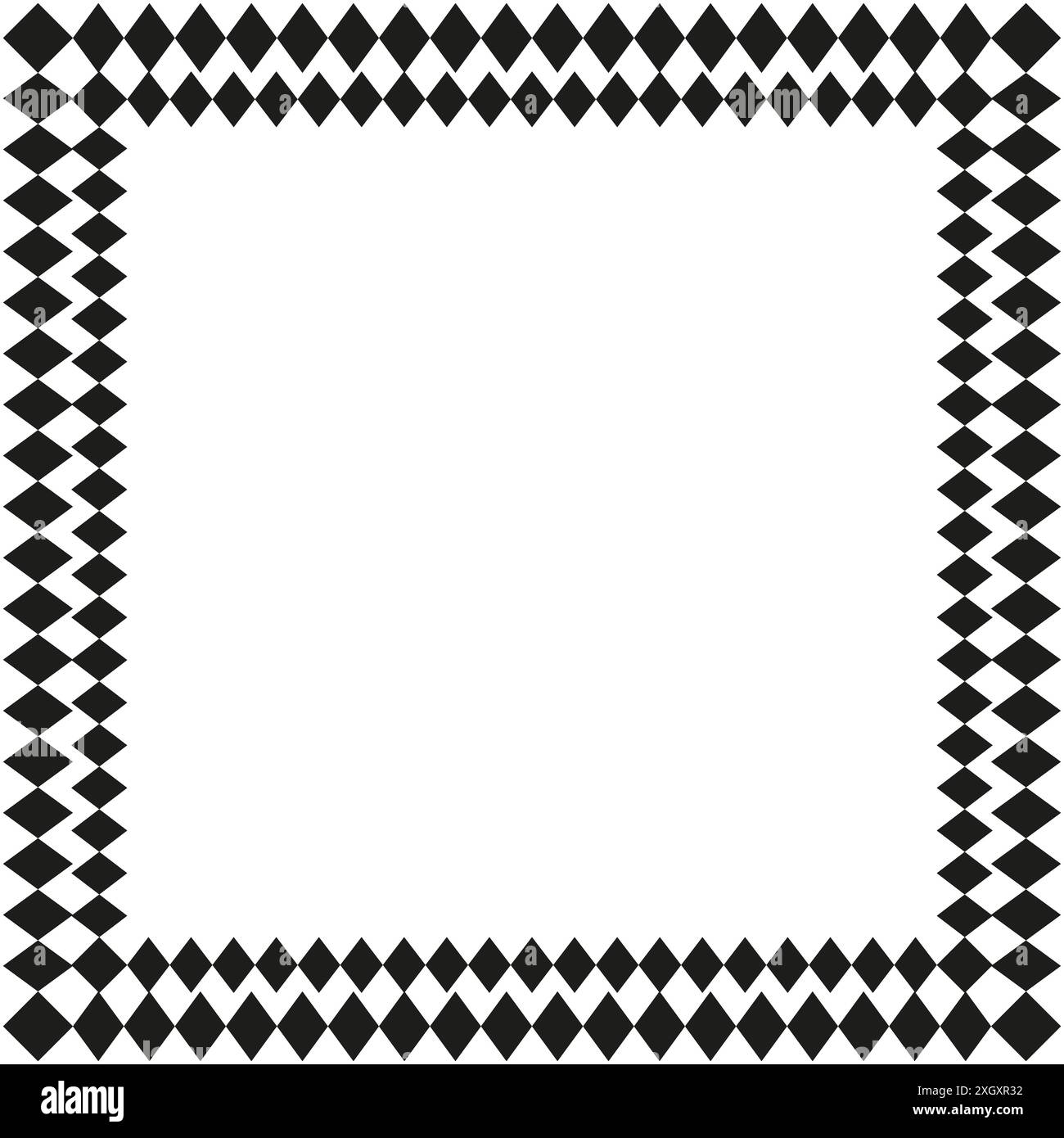 Diamond border frame. Geometric corner design. Black and white vector ...