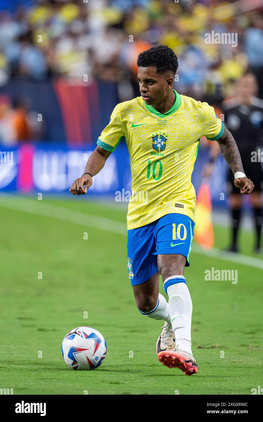 Brazil forward Rodrygo (10) during a Copa America 2024 quarterfinal ...