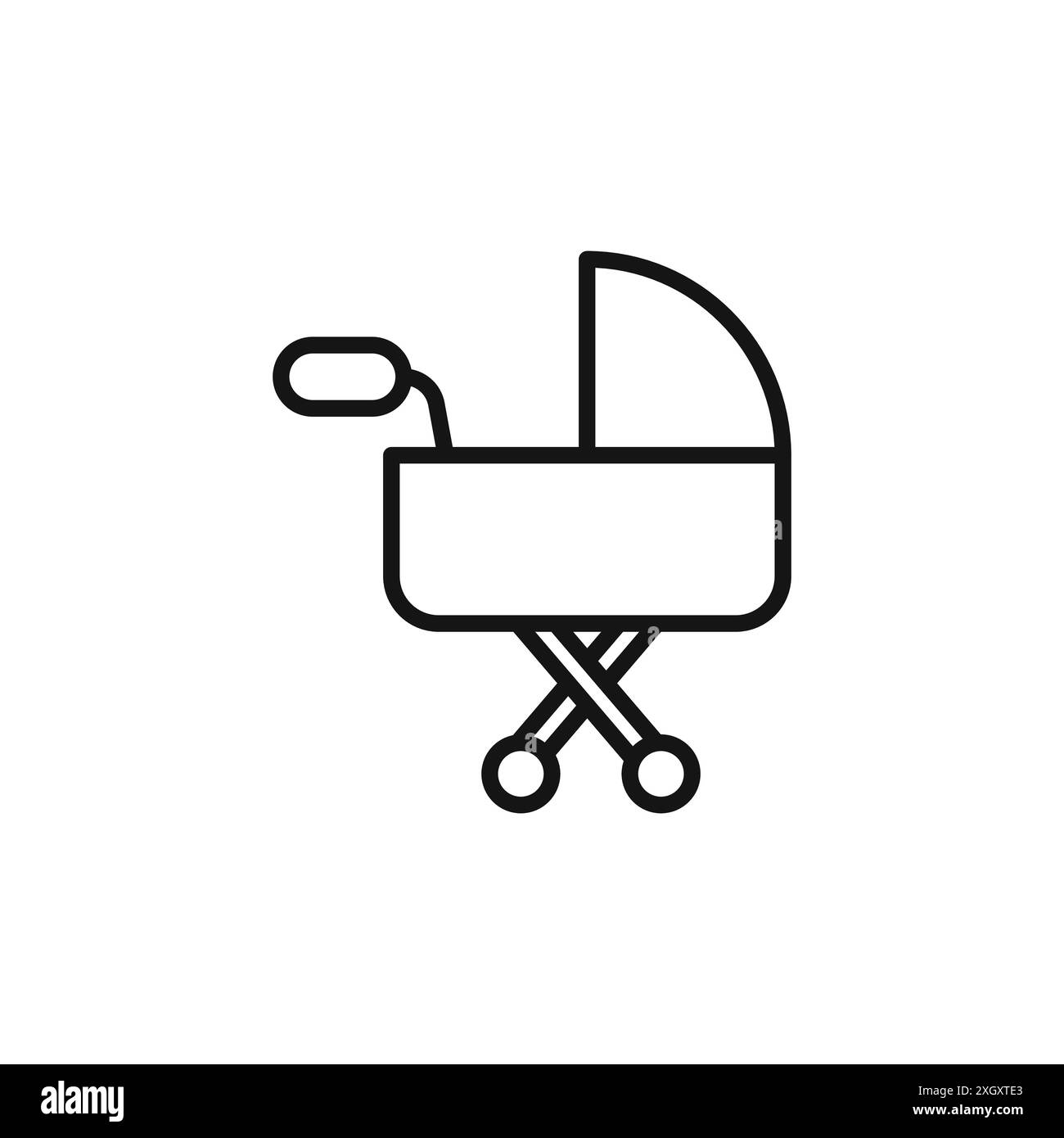 Baby carriage icon logo sign vector outline in black and white color ...