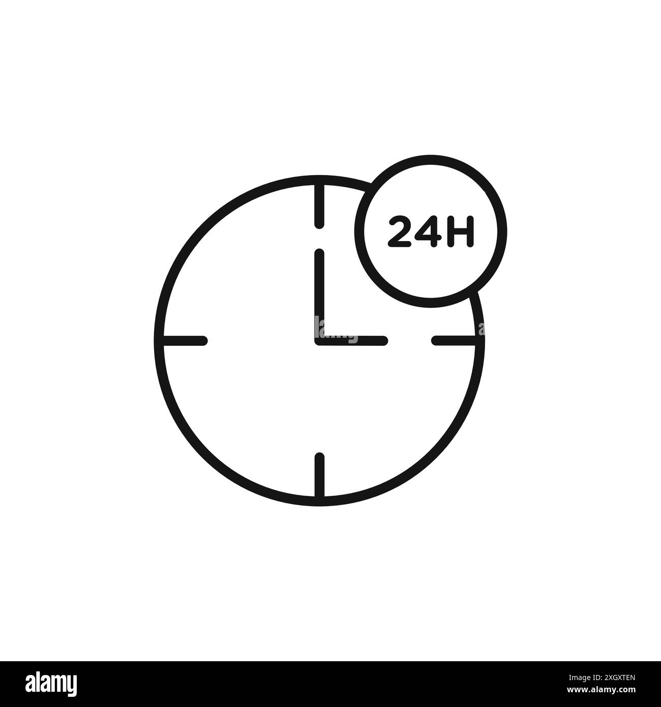 24 hrs icon logo sign vector outline in black and white color Stock ...