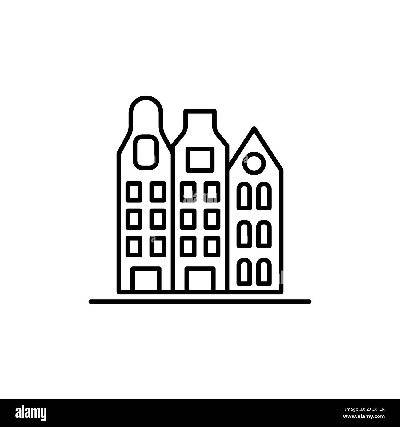 Amsterdam icon logo sign vector outline in black and white color Stock ...