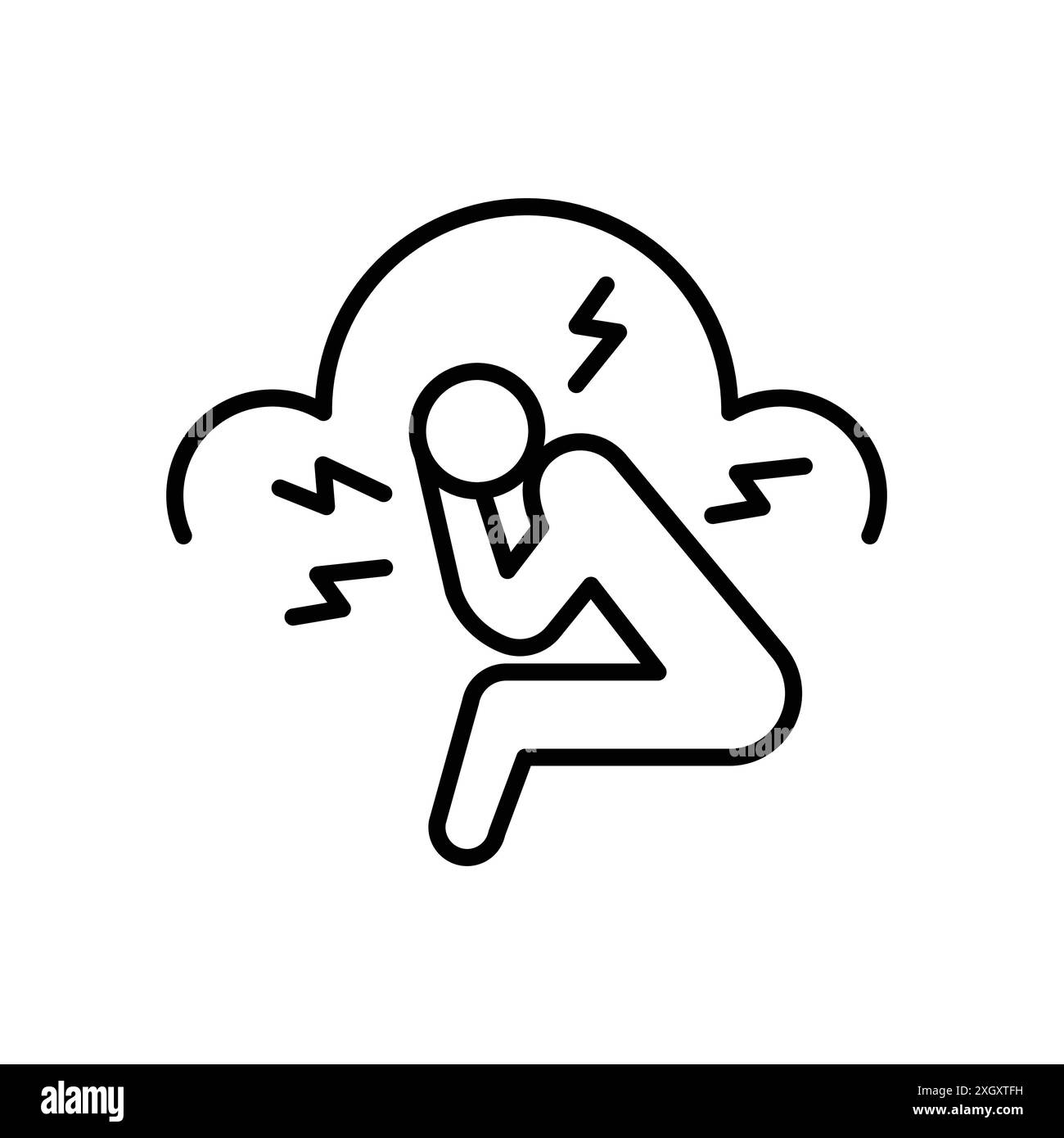 Anxiety or stress icon logo sign vector outline in black and white ...