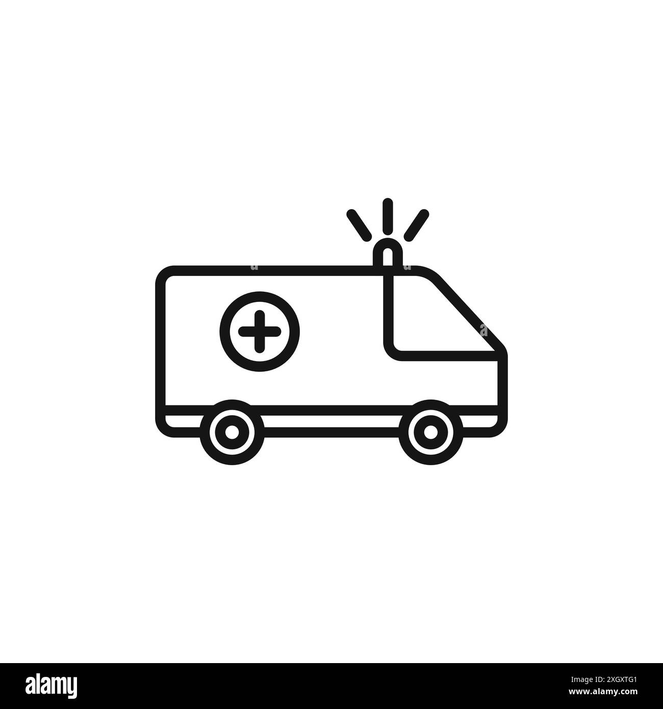 Ambulance icon logo sign vector outline in black and white color Stock ...