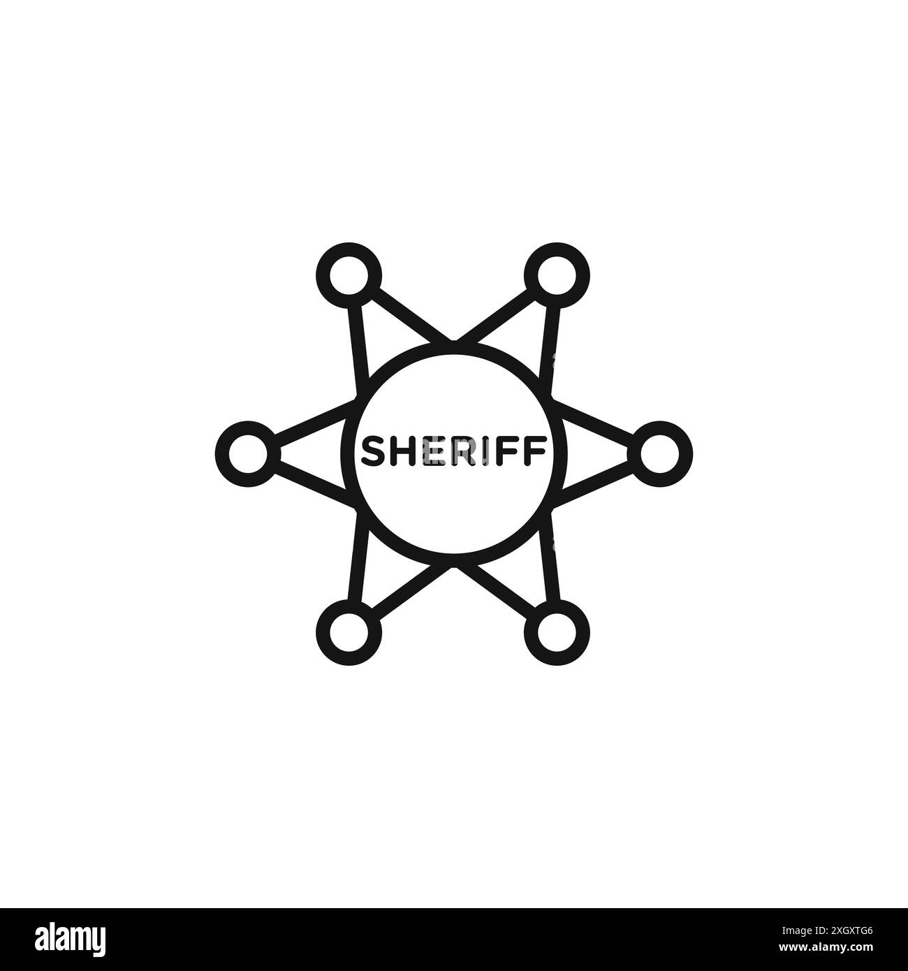 Badge Sheriff icon logo sign vector outline in black and white color ...