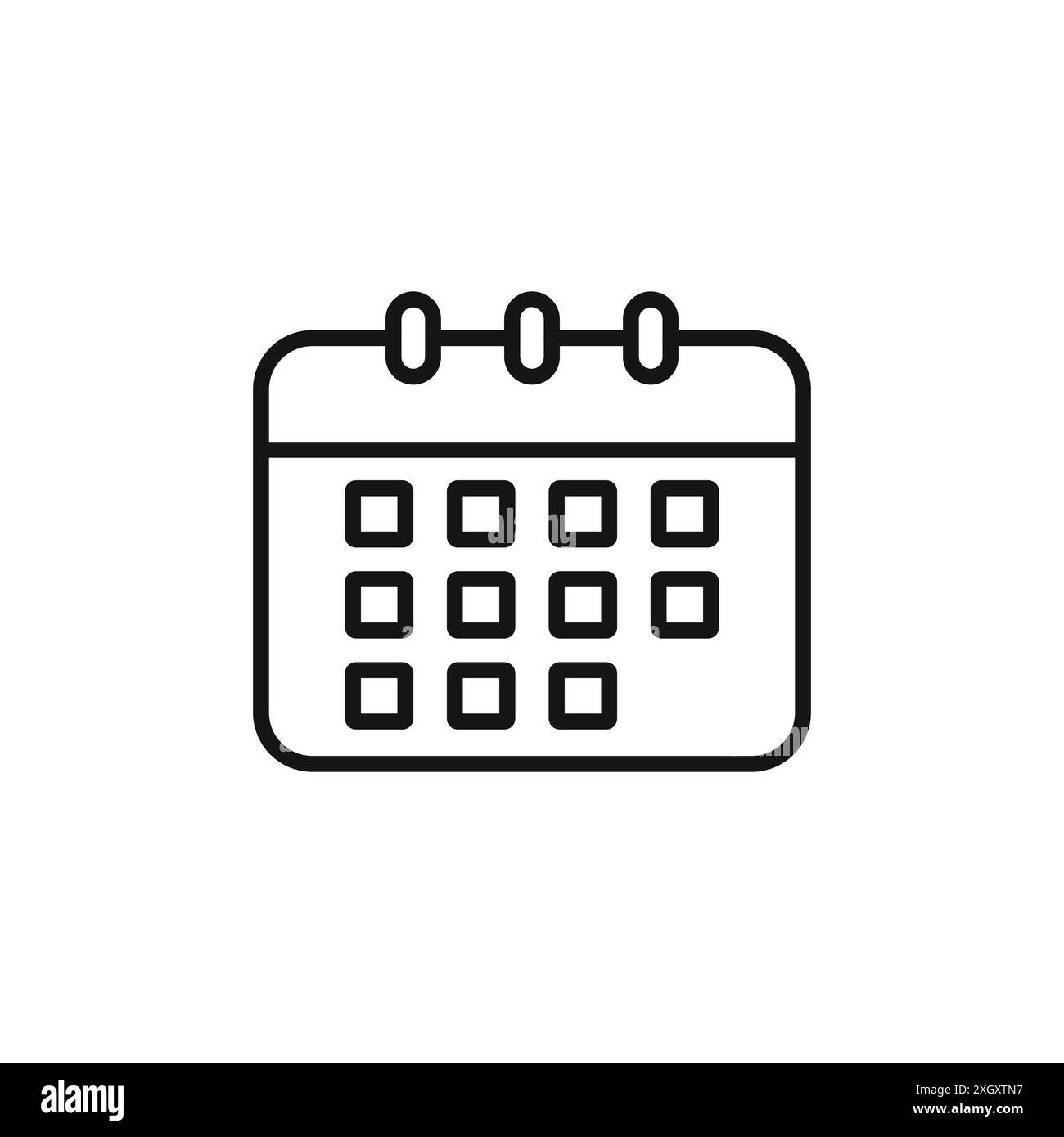 Calendar icon logo sign vector outline in black and white color Stock ...