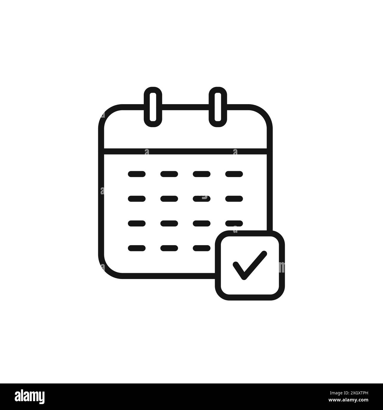 Calendar check icon logo sign vector outline in black and white color ...