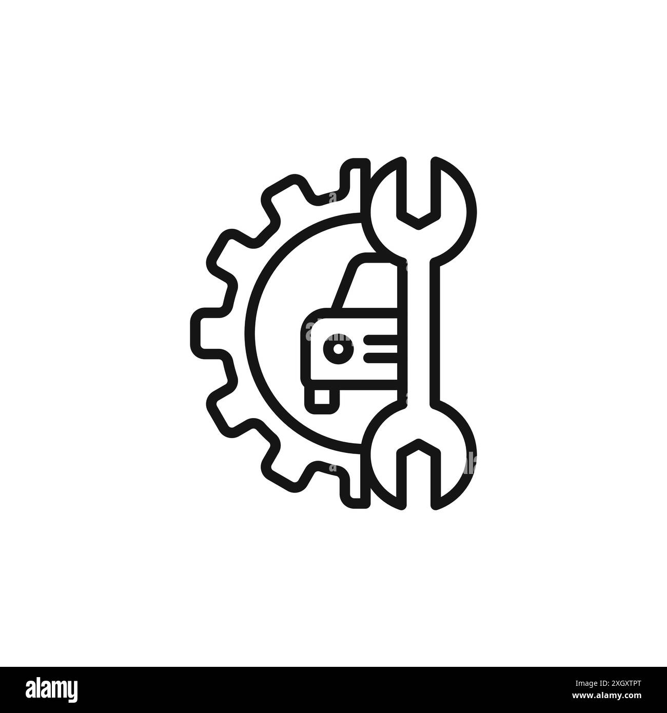 Car mechanic icon logo sign vector outline in black and white color ...