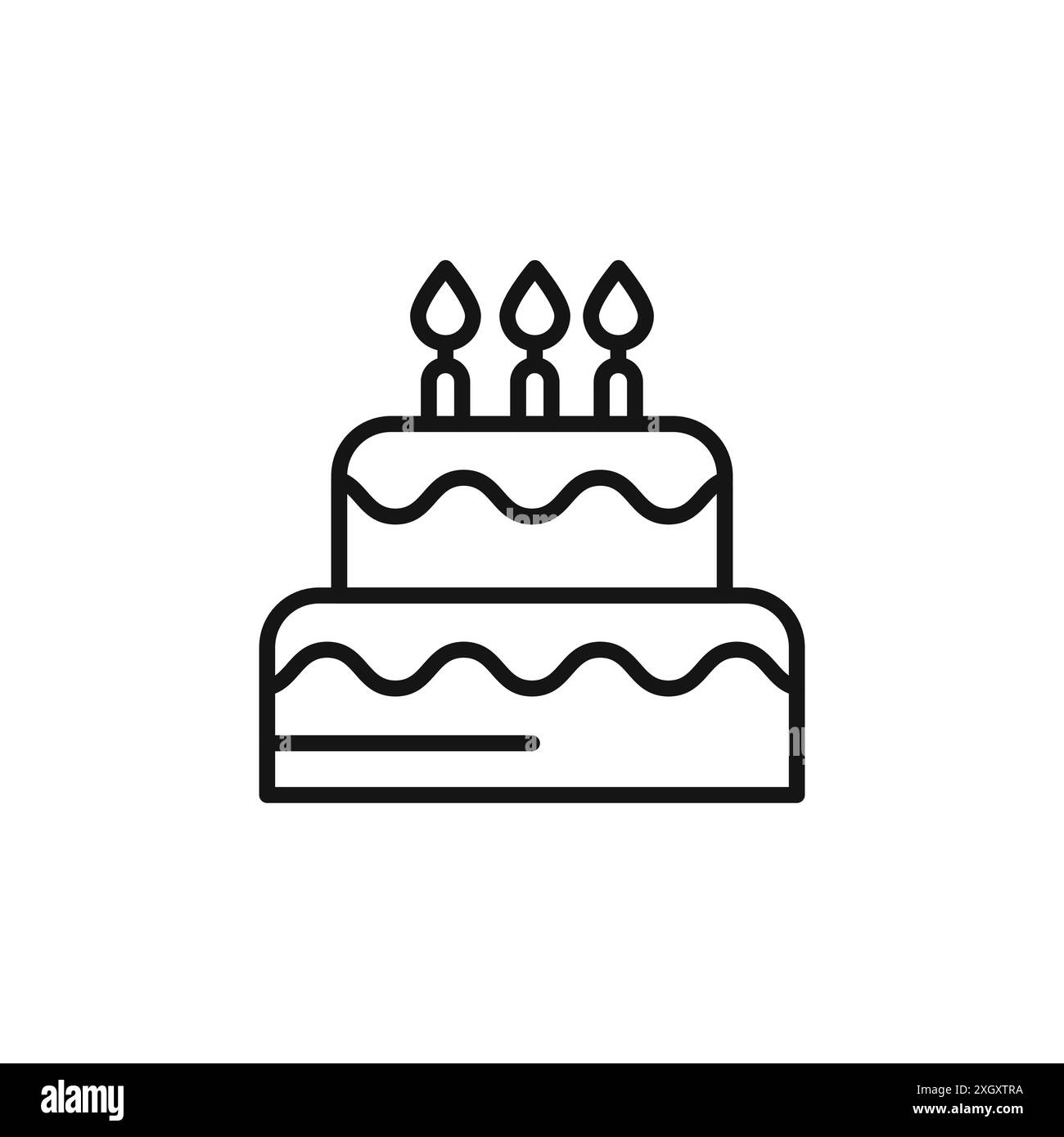 Cake birthday icon logo sign vector outline in black and white color ...